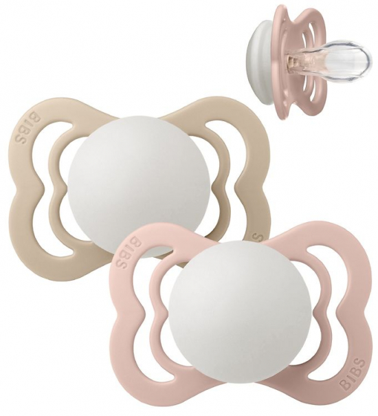 Bibs Silikon napp Supreme 2-pack0-6mån BlushNight/VanilleNight